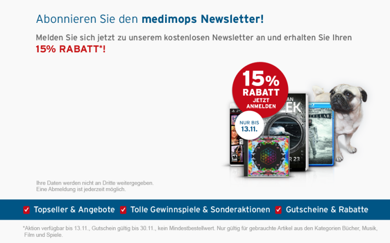 Medimops.de: 15% Rabatt ohne Mindestbestellwert › Bluray-Dealz.de