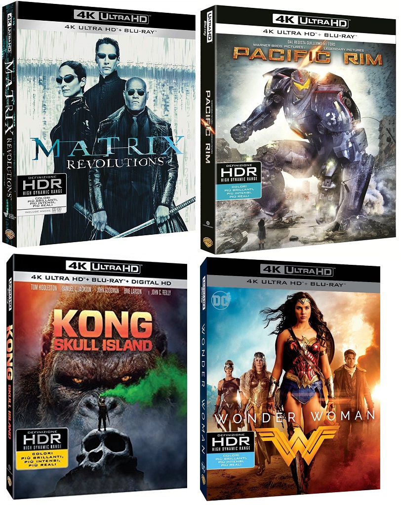 4x 4K UHD Blu-ray für 30€, z.B. Wonder Woman, Pacific Rim, Matrix ...
